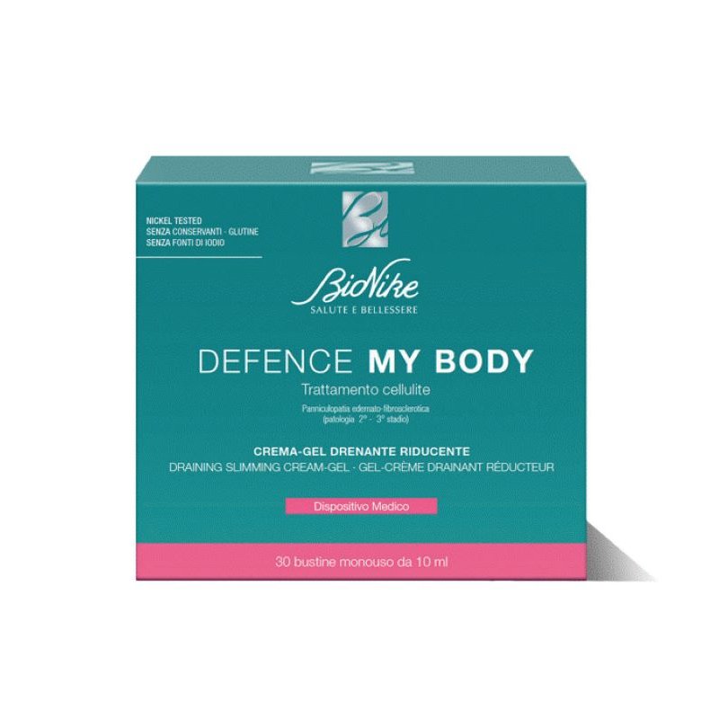 Bionike Defence My Body Crema Gel Drenante Riducente - Trattamento corpo anti cellulite - 30 bustine